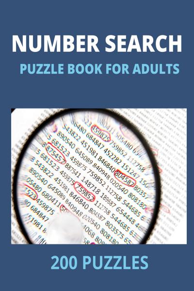 Number Search Puzzle Book for Adults